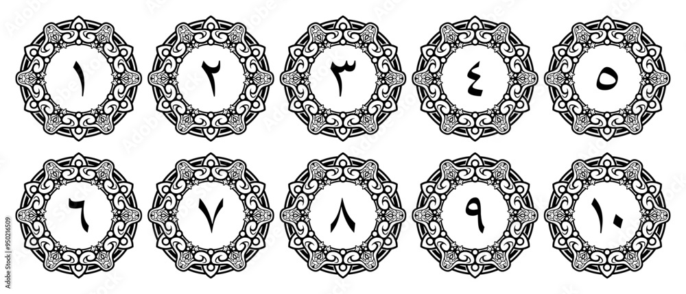 Arabic numerals with ornaments for book pages of your choice of elegant ...