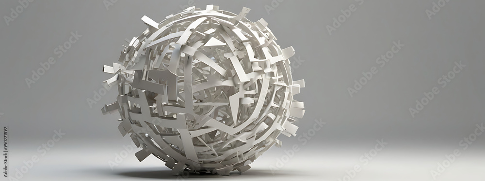 A 3D sculpture of a fragmented, abstract sphere with sharp, jagged ...