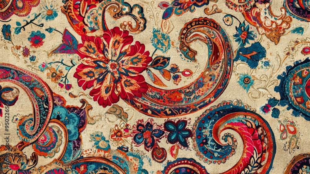 Bohemian paisley patterns with detailed designs and a vintage color ...