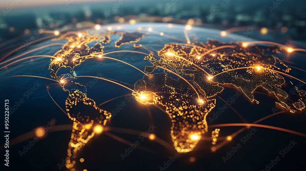 Trade regulation and global economy, visual of interconnected ...