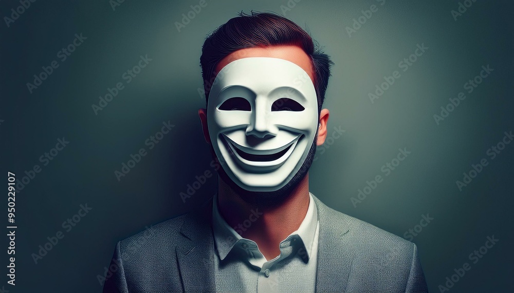 Invisible Mask- A person wearing a mask with a happy face while their ...
