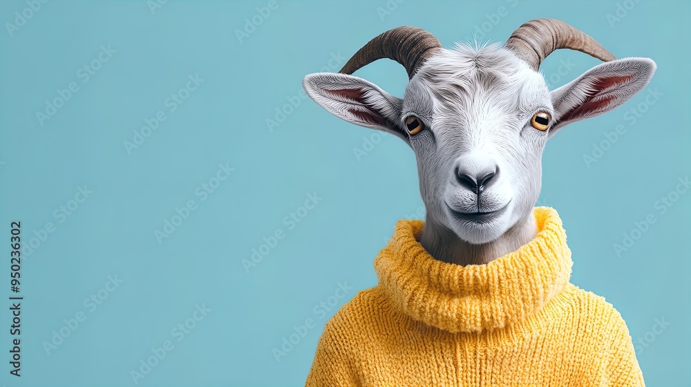 Charming Goat in Yellow Pullover: A Unique Art Piece for Sports ...