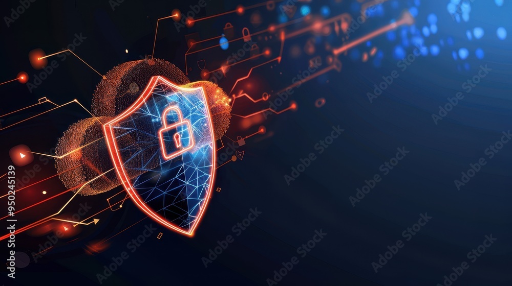 Network firewall visualized with protective barrier, cybersecurity ...