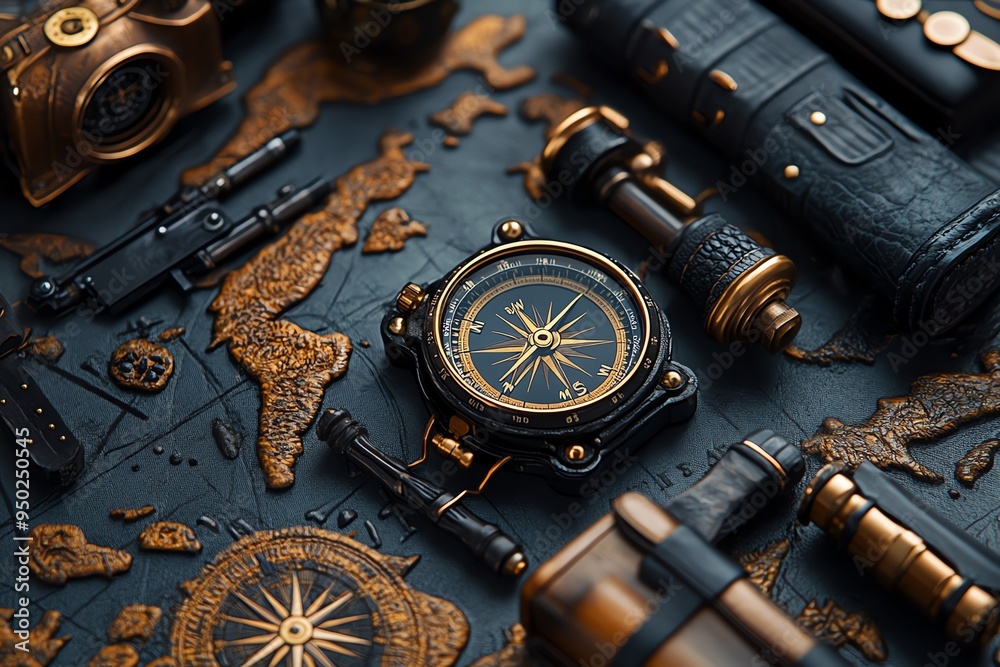 Antiques with a sense of adventure, depicted in an artwork where ...