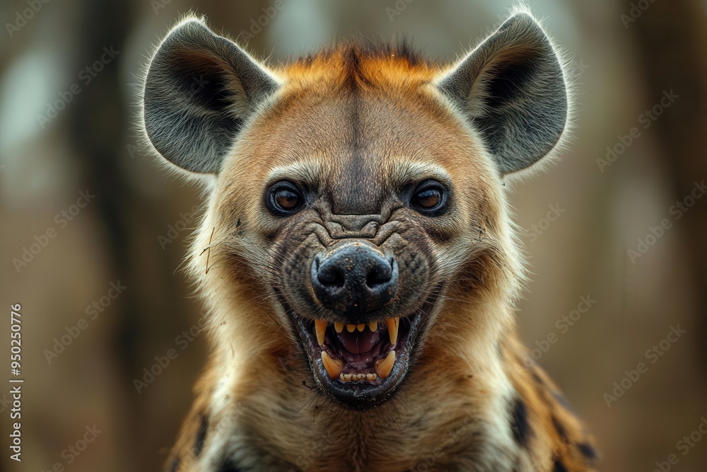 fierce hyena portrait closeup of snarling hyena teeth bared intricate ...