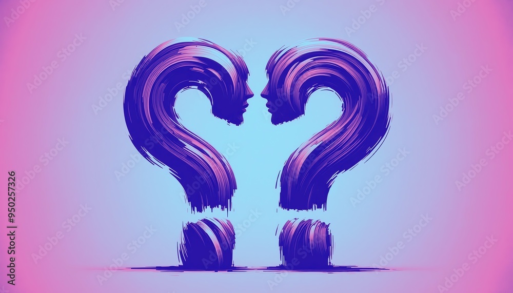 Question couple, a couple made of question marks, two question marks ...