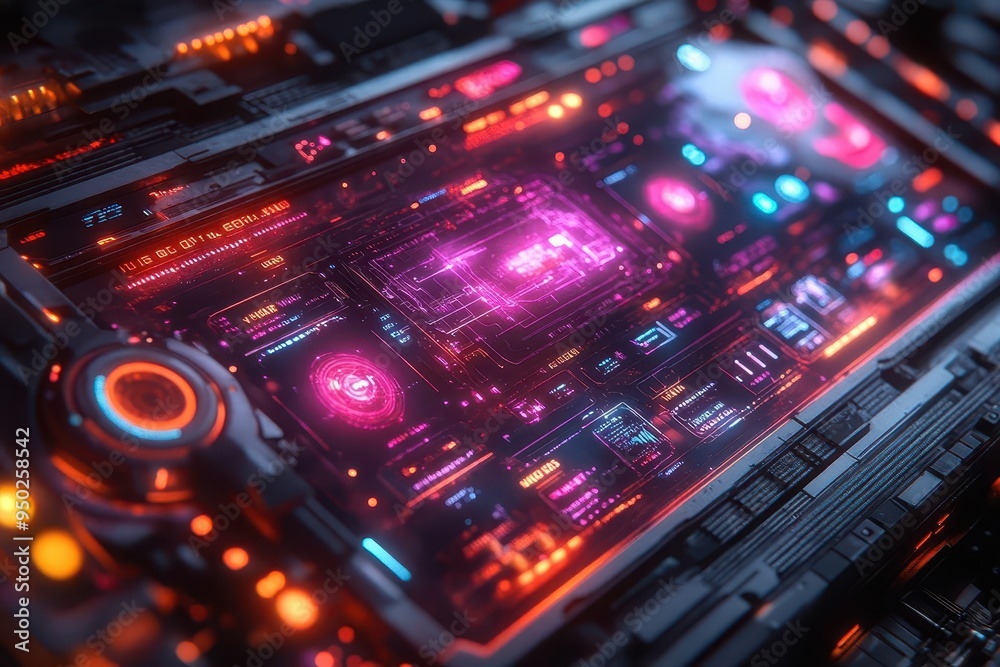 Ilustracja Stock: futuristic gaming stream interface neonedged hud ...