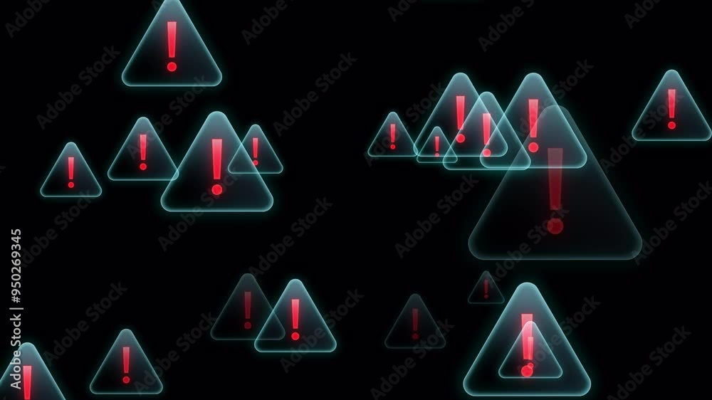 Animation warning symbol moving forward isolated on transparent ...