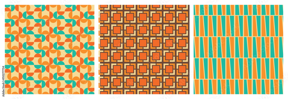 50s Mid Century Modern Pattern Bundle Set, 1950s Atomic Patterns Stock ...