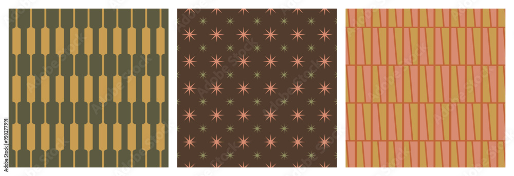 50s Mid Century Modern Pattern Bundle Set, 1950s Atomic Patterns Stock ...