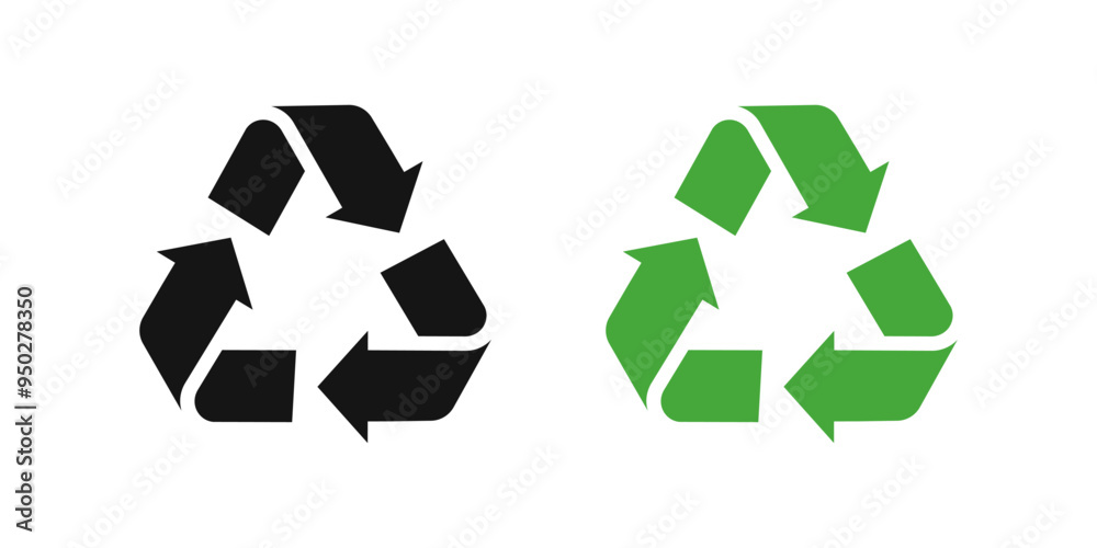 Vetor de Recycle symbols. Recycling arrow icons. Reusing symbols. Recycling label. Recycle badge ...
