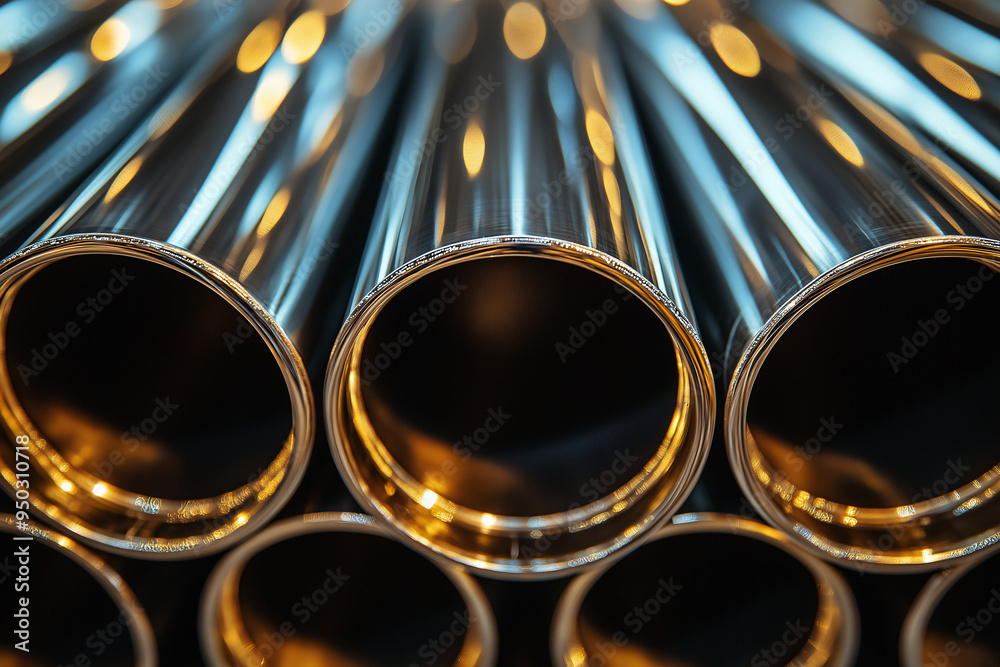 Shiny Metal Pipes with Reflective Surface in Industrial Setting for ...