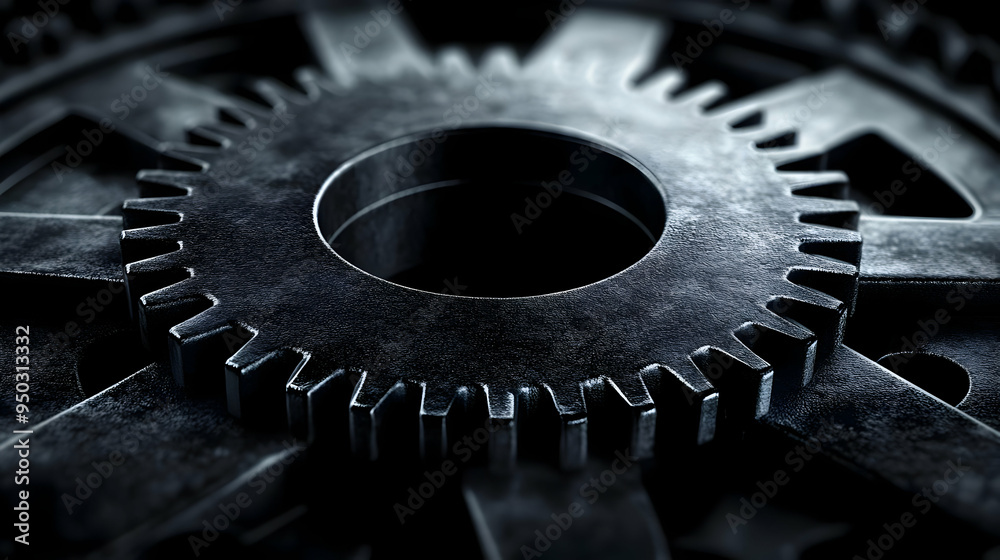 Close-Up of Interlocking Metal Gears, Industrial Machine Parts ...