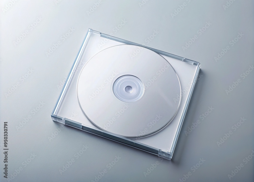 High-angle shot of a sleek, blank CD case on a minimalist background ...