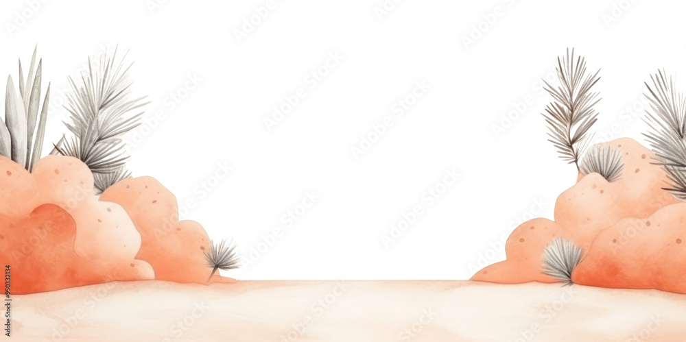 PNG Desert plants border illustration border, transparent background ...