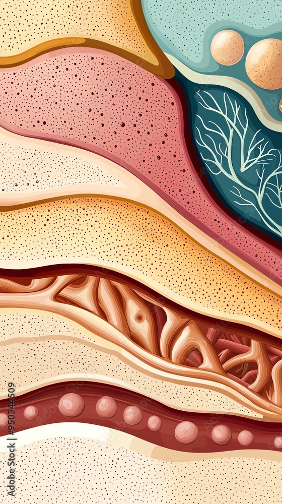 Detailed illustration of human skin layers showing the epidermis ...