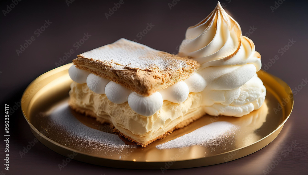 Baked layer of Cake Alaska dessert ice cream, and a crisp meringue ...