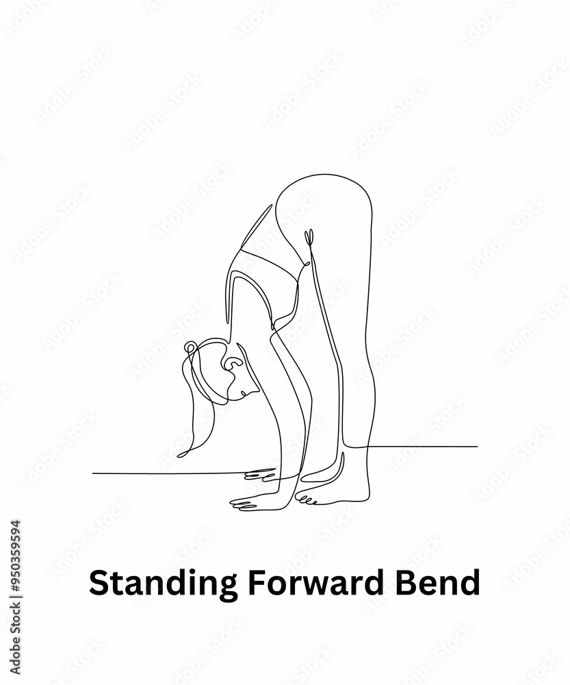 Image of Standing Forward Bend (Uttanasana) in yoga, showcasing a deep ...