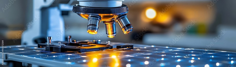 Photovoltaic cells under a microscope, Photovoltaic solar cells ...