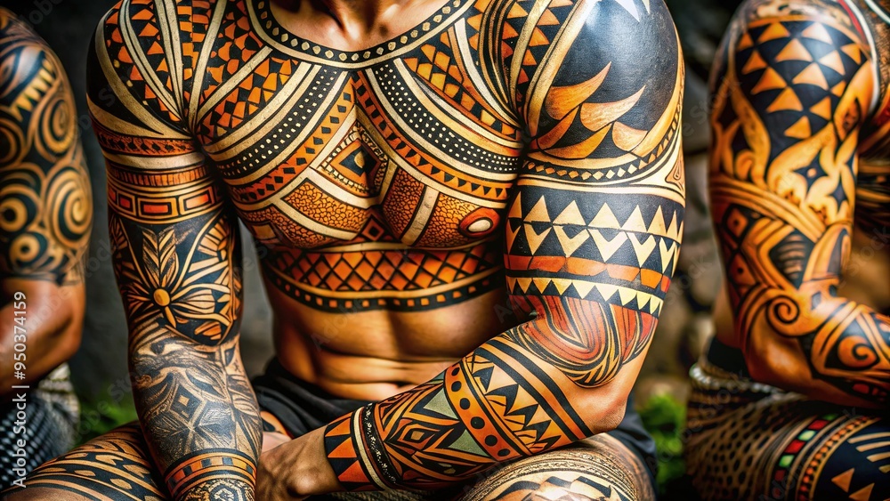 Intricate, vibrant, and symbolic tribal tattoo designs adorn arms and ...