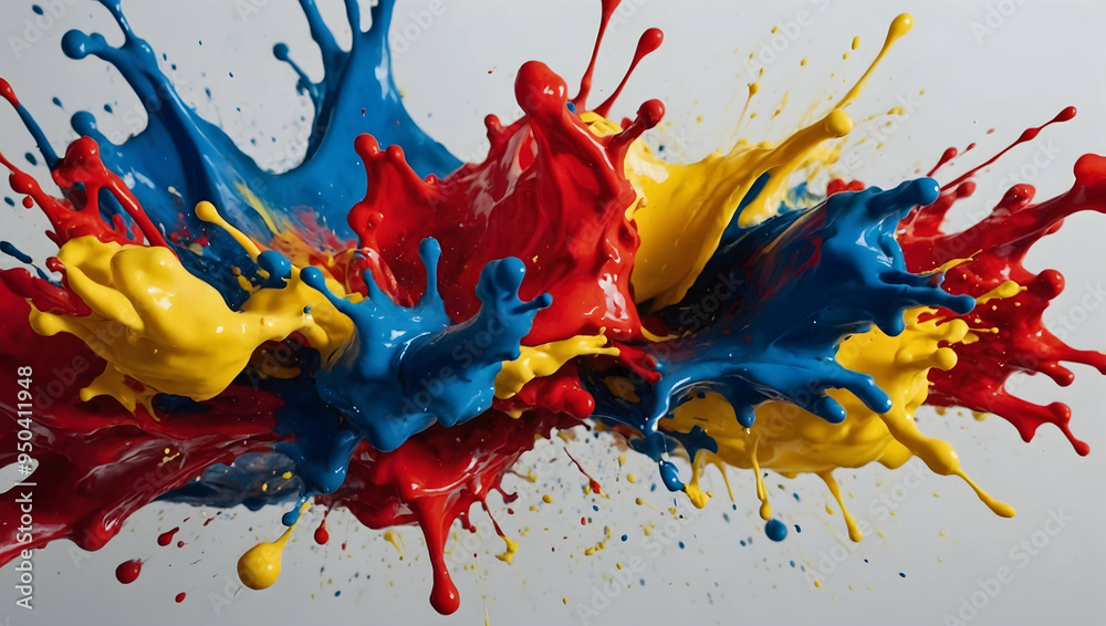 Chromatic Chaos: A vibrant explosion of primary colors, captured in a ...
