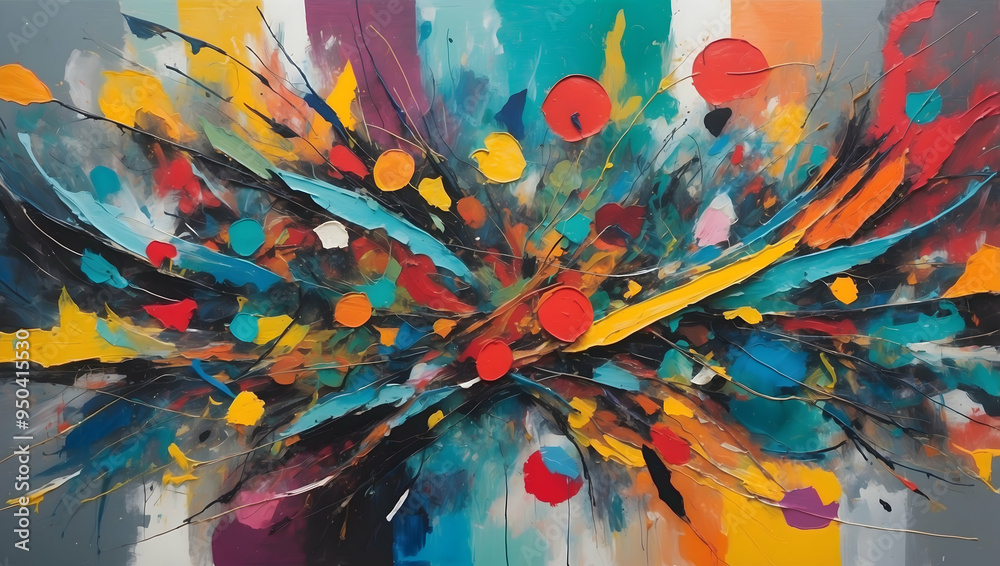 Chromatic Fury: An explosion of vibrant hues and gestural strokes, this ...