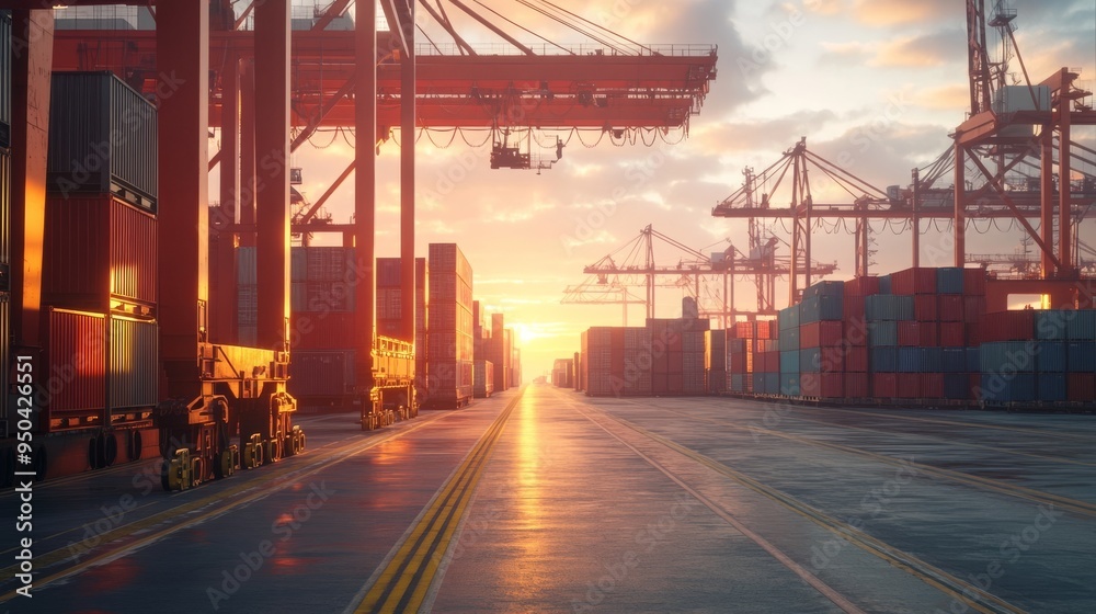 Empty transport scene with logistics hub, efficiency, multimodal ...