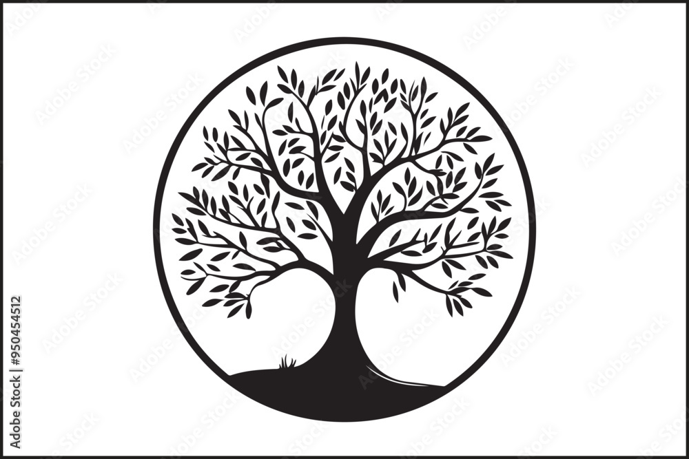 Vetor de New Tree Logo, Best selling Round Tree Logo, Silhouette Vector ...