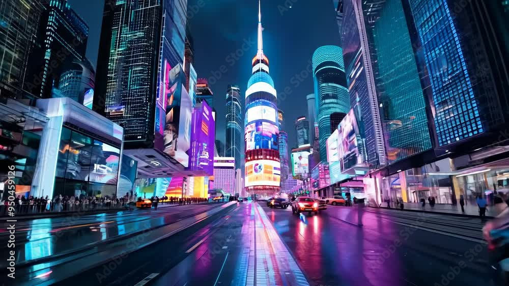 Futuristic dark cyberpunk city technology dystopia streets cars ...