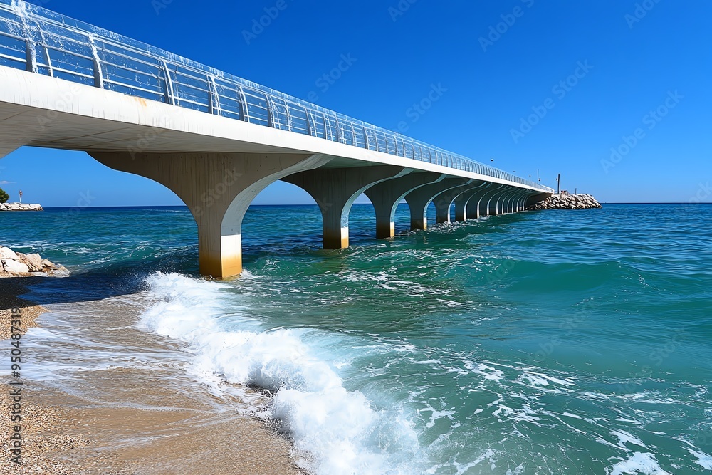 Bridge Modern, Concrete, and Seaside shown in a coastal city where a ...