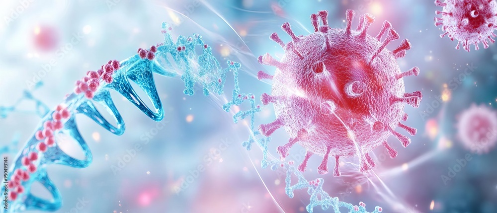 A high-resolution visual of a digital model showing the mutation of RNA ...