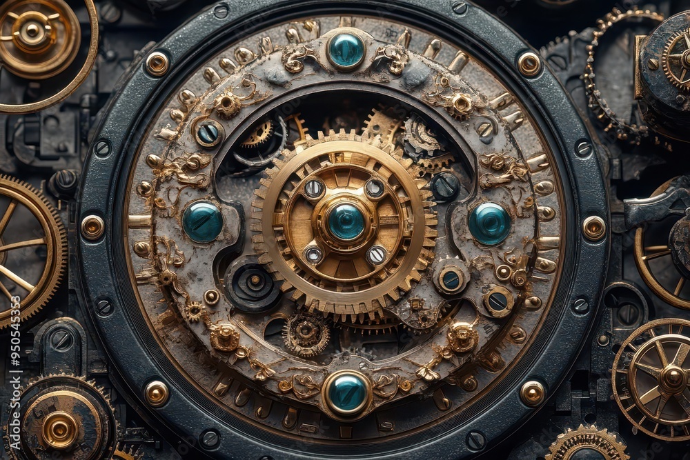 intricate steampunk clockwork mechanism brass gears and cogs ...