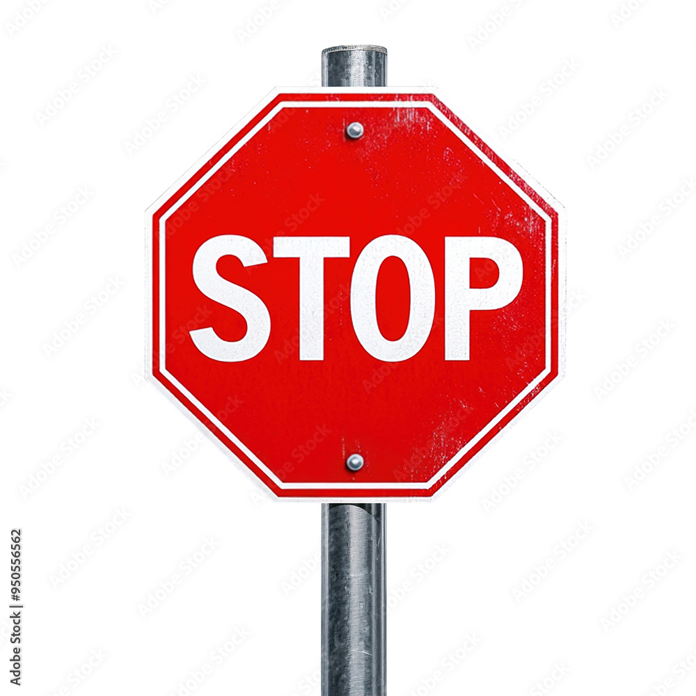 Stop road sign isolated on transparent background. Octagonal STOP sign ...