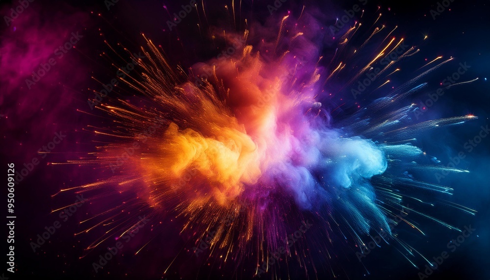explosion of colors a dramatic burst of colourful smoke and sparks ...