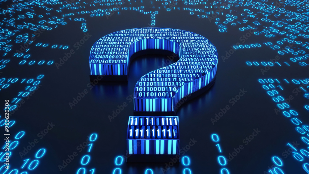 Digital 3d Question Mark With Binary Code Ai In Question Answering Systems Natural Language
