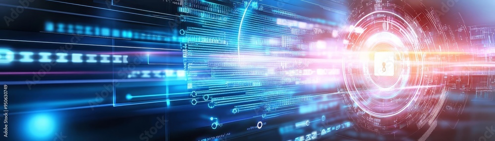 An abstract image of a secure digital environment protected by ...