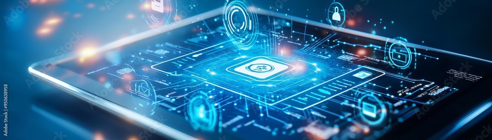 A tablet screen displaying a multifactor authentication process, with ... A tablet screen displaying a multifactor authentication process, with ...