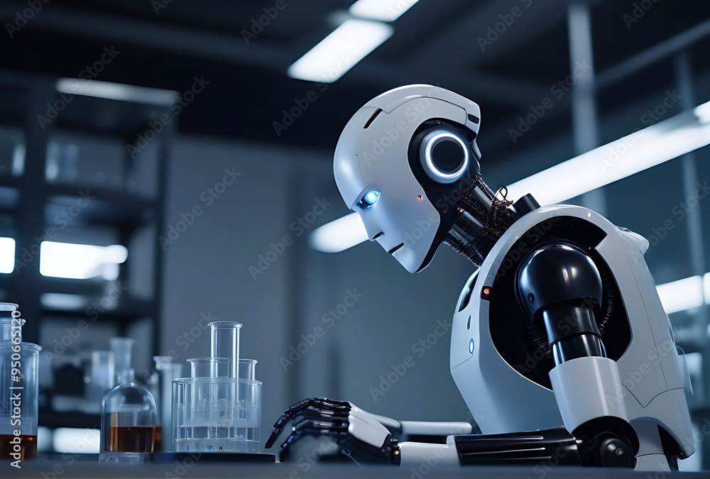 robot advanced ai features performing complex tasks laboratory setting ...