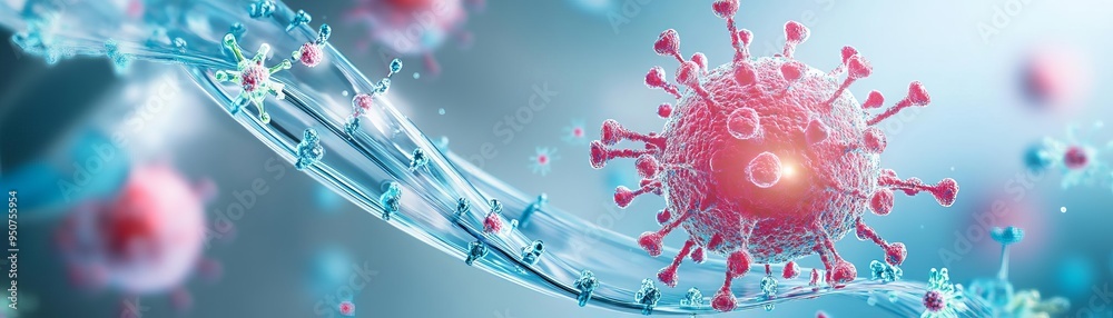A detailed microscope view of a virus spreading through a cell culture ...