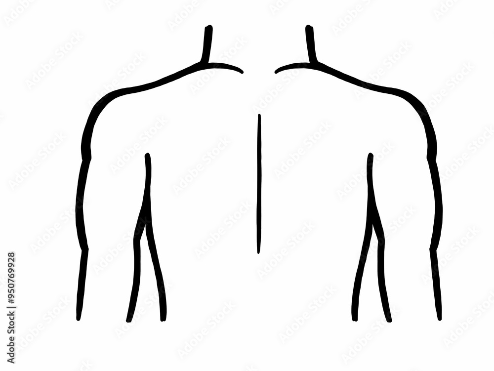 Man's back linear icon.Thin line illustration.Contour symbol.Vector ...