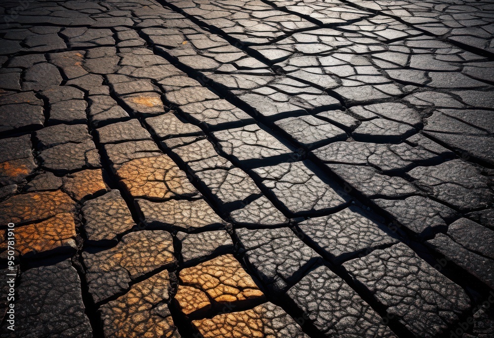 intricate close cracked asphalt texture highlighting unique patterns ...