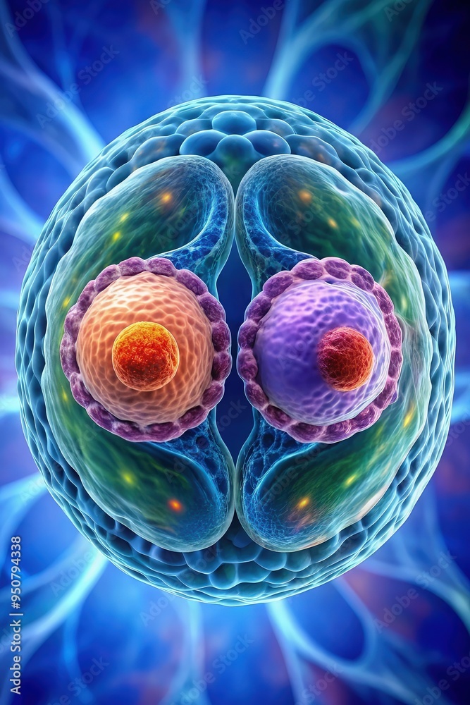 Cell division or cell connection, the microbiological process of ...