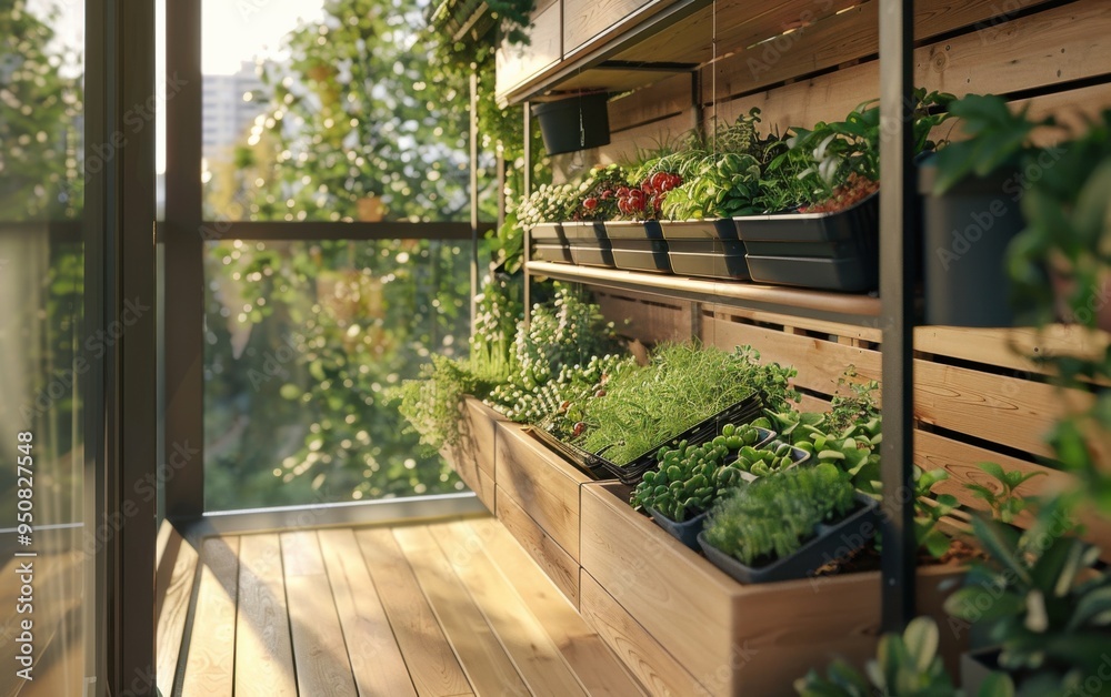 Balcony transformed into a mini farm with diverse plants and ...