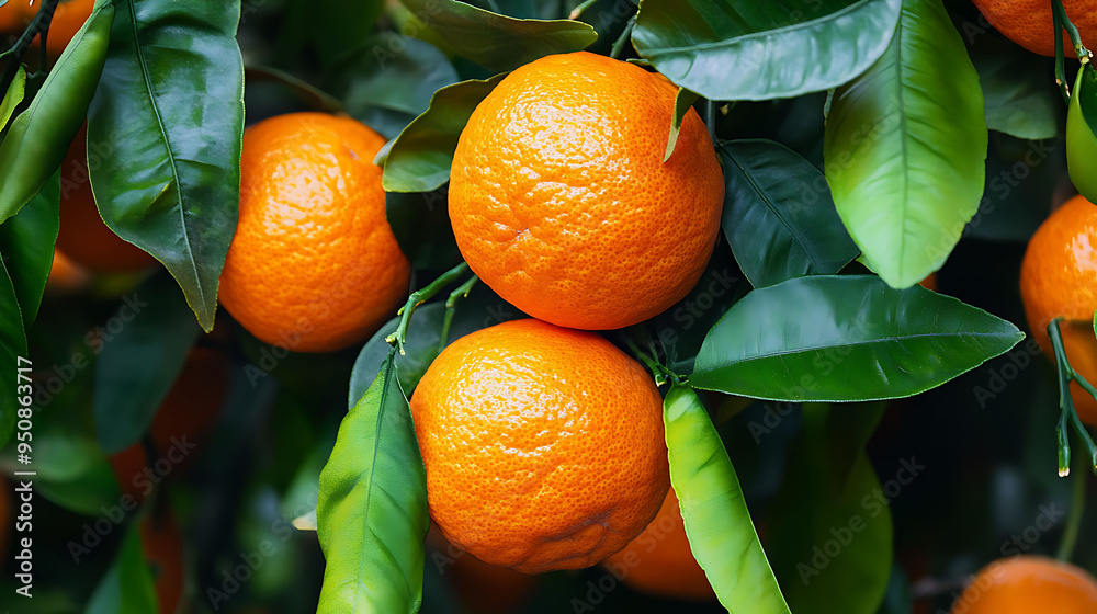 Citrus reticulata Mandarin a professional farm mandarins growing on the ...