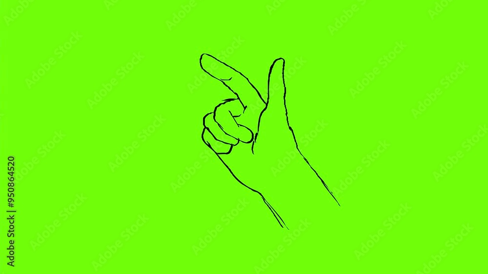 2d Animation line drawing of a right human hand or finger snapping or ...