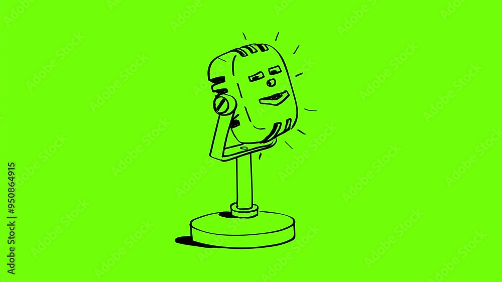 2d Animation cartoon character of a vintage microphone mic talking on ...