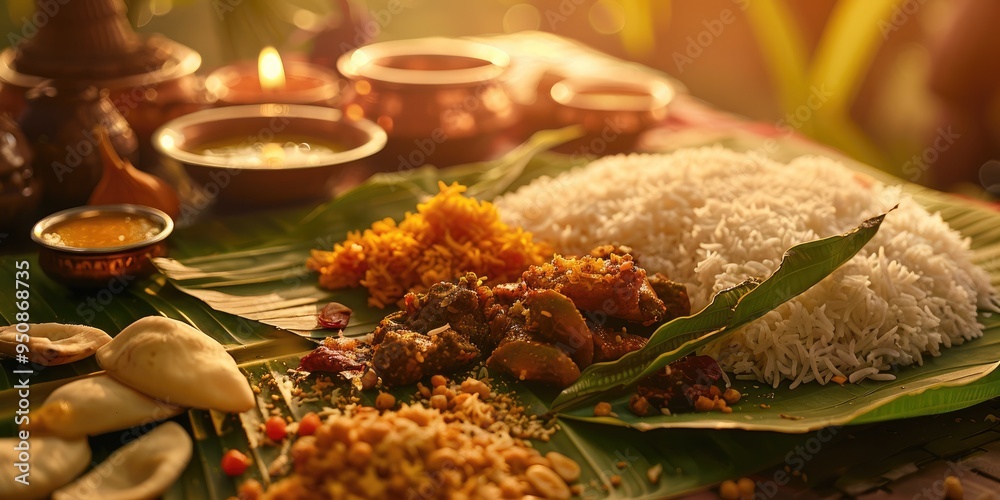Kerala Traditional Sadya Meal Served on Banana Leaf Stock Photo | Adobe ...