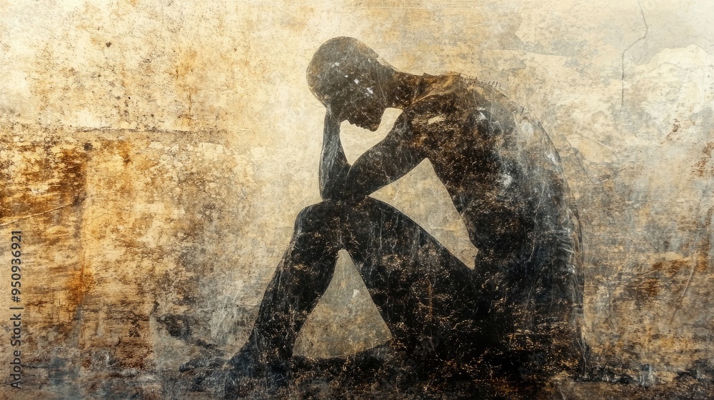 Abstract depiction of homelessness with a transparent figure, set ...