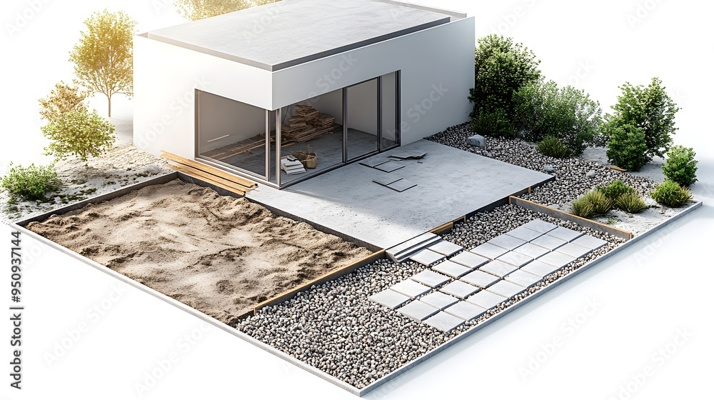 Cross-section of a patio being constructed, with edge restraints ...