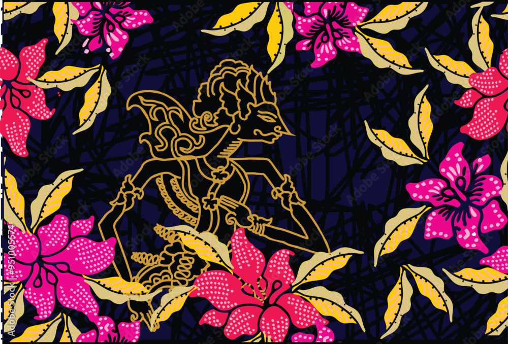 Indonesian batik motifs by displaying a very distinctive wayang kulit ...